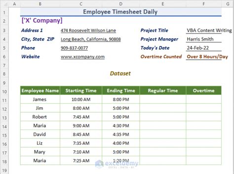 Excel Formula For Overtime Over 8 Hours 4 Examples