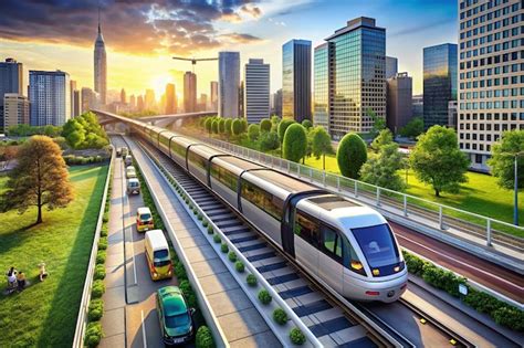 Urban Public Transportation Concept Premium Ai Generated Image