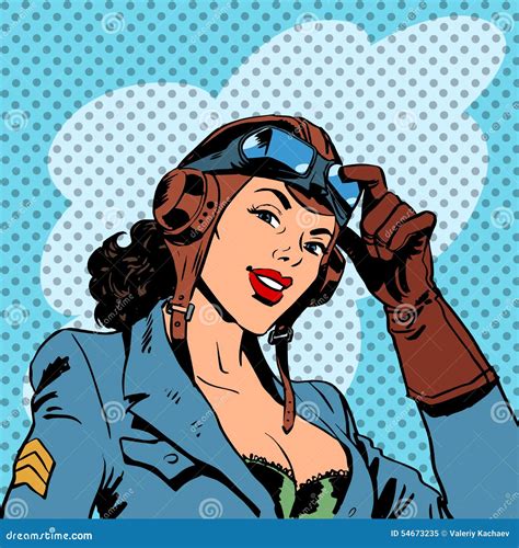 Pin Up Girl Pilot Aviation Army Beauty Pop Art Stock Vector Illustration Of Helmet Goggles