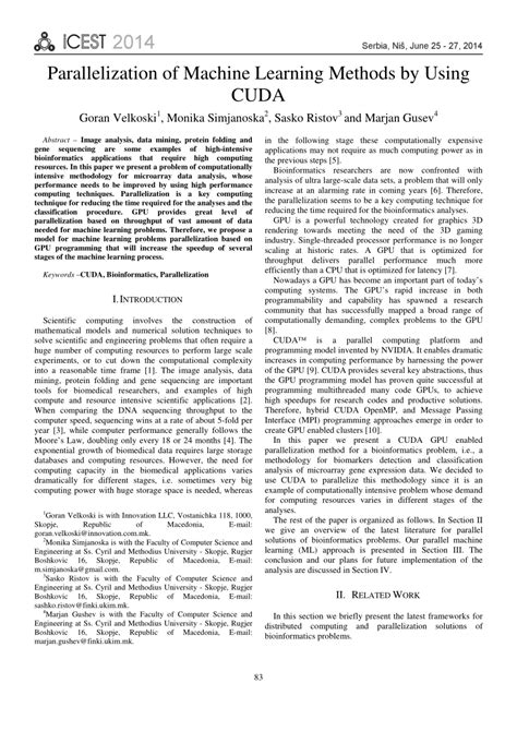 Pdf Parallelization Of Machine Learning Methods By Using Cuda