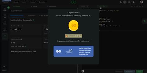 🌟 160 days of geeksforgeeks coding challenge 🌟 🚀 journey so far day 57 and counting 🚀🎉