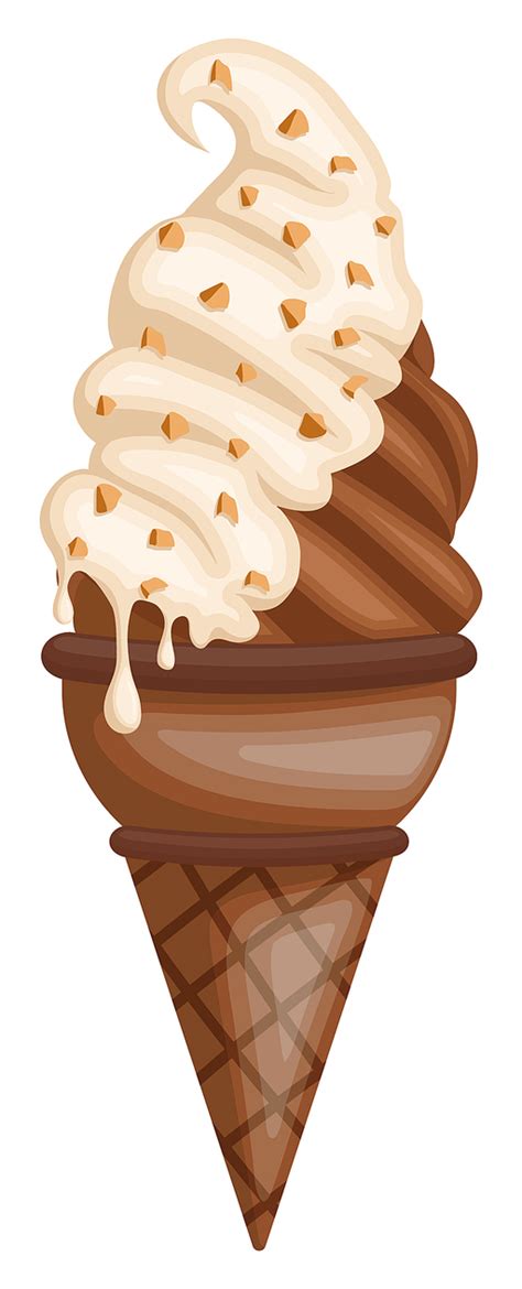 유토이미지 흘러내리는 크림과 땅콩이 뿌려진 초콜릿 소프트 아이스크림