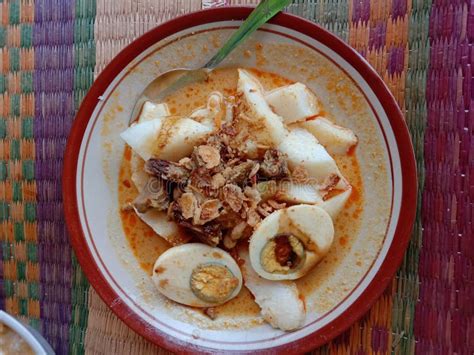 Lontong Curry Is A Traditional Indonesian Food Made From Rice And