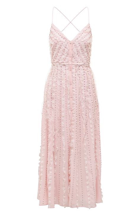 Женское светло розовое шелковое платье Miu Miu — купить в интернет магазине ЦУМ арт Mf4556