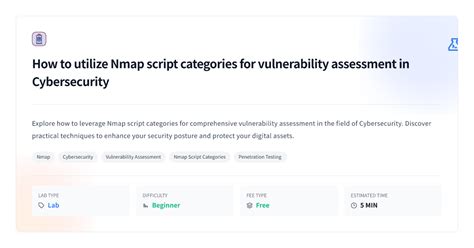 How To Utilize Nmap Script Categories For Vulnerability Assessment In Cybersecurity Labex