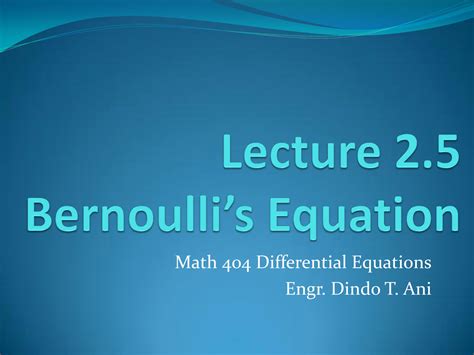 SOLUTION Lecture 2 5 Bernoulli S Equation Studypool