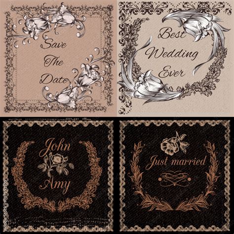 Vector Templates Or Cards In Vintage Style Ideal For Invitation Stock