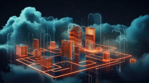 Digital Fortress Of Cybersecurity 3d Graphic With Encrypted Factory