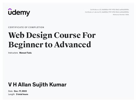 V H Allan Sujith Kumar On Linkedin My Course Completion Certificate For Web Design Course For