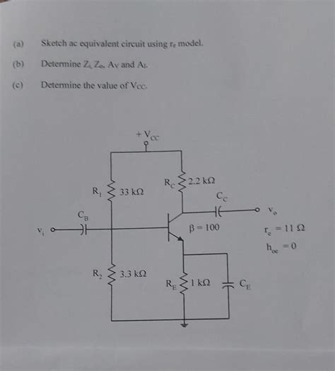 Solved A Sketch Ac Equivalent Circuit Using Re Model B Chegg Com