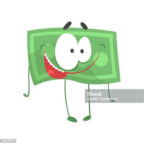 행복 한 얼굴로 재미 돈을 문자입니다 평면 스타일에 은행권 만화 감정적인 녹색 달러입니다 엠 블 럼 로고 카드 또는 포스터에 대 한 벡터 일러스트 레이 션 디자인 날씨에