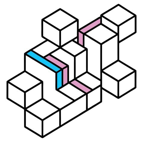 Abstract Geometric Cube Structure With Pink And Blue 52293755 Vector Art At Vecteezy