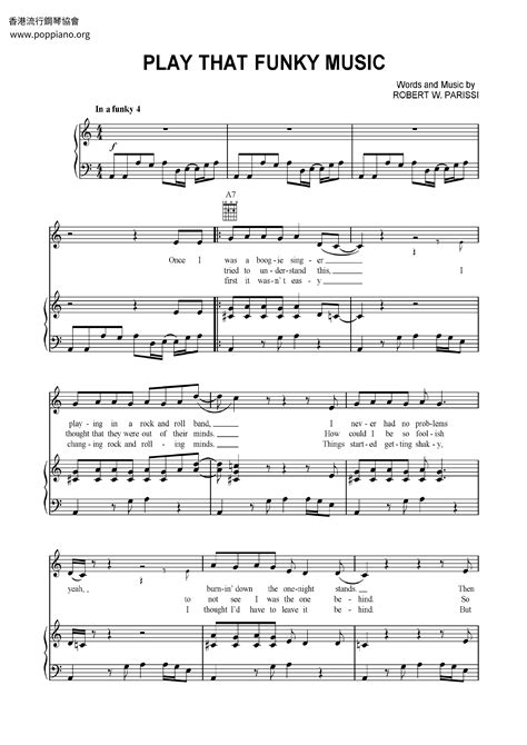 Play That Funky Music Sheet Music Piano Score Free Pdf Download