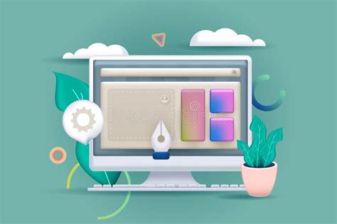 Ilustración 3d Del Concepto De Desarrollo Web Composición De Iconos Ilustración Del Vector