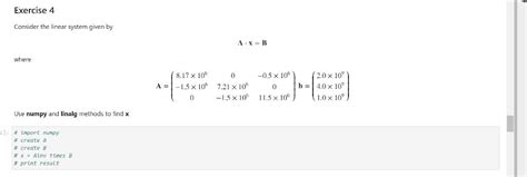 Solved Exercise 4 Consider The Linear System Given By Axb