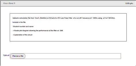 Upload A Simulation File From Tinati Multisim Or Kicad Of A Rc Low