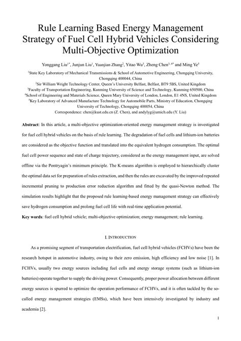 Pdf Rule Learning Based Energy Management Strategy Of Fuel Cell Hybrid Vehicles Considering