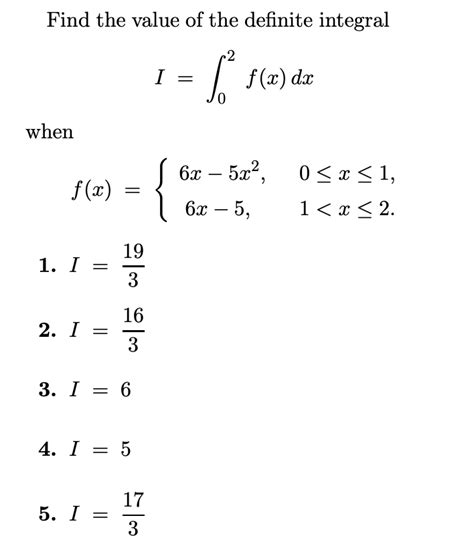 Solved Find The Value Of The Definite Chegg Com
