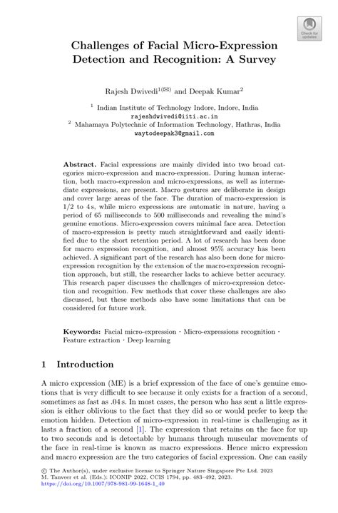 Pdf Challenges Of Facial Micro Expression Detection And Recognition A Survey