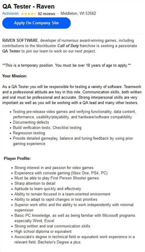 Video Game Qa Tester Job Description At Edwin Hare Blog