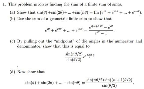 solved finding the sum of a finite sum of sines show that