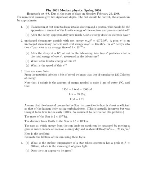 1 Phy 3031 Modern Physics Spring 2008