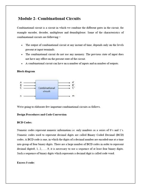 Module 2 Combinational Circuits 1 Pdf