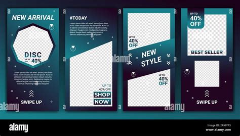 Set Of Social Media Ig Networks Stories Sale Banner Background With