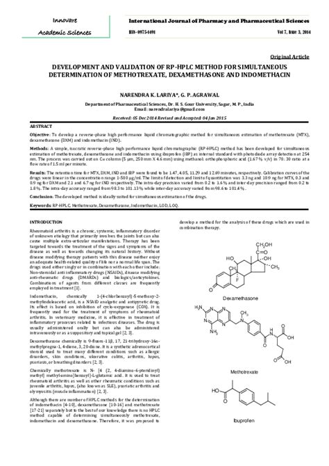 Pdf Development And Validation Of Rp Hplc Method For Simultaneous