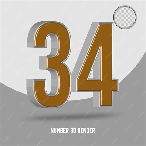 Premium Psd 3d Render Number 34 Gold Silver Style