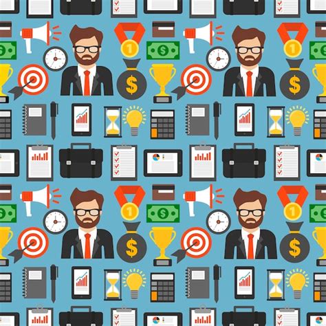 사업가 벡터 일러스트와 함께 관리 원활한 평면 디자인 프리미엄 벡터