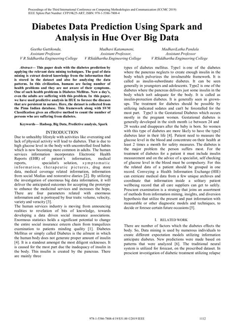 Pdf Diabetes Data Prediction Using Spark And Analysis In Hue Over Big