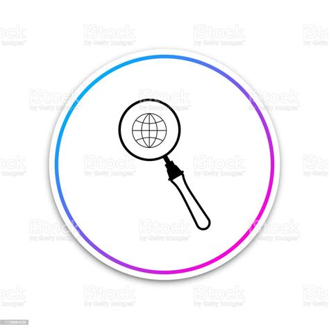 돋보기로 흰색 배경에 고립 지구 아이콘 세계 분석 글로벌 검색 기호입니다 화이트 원 버튼입니다 벡터 일러스트 레이 션 개념에 대한 스톡 벡터 아트 및 기타 이미지 Istock
