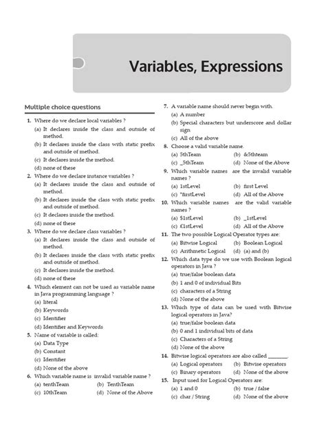 Variables Expressions Pdf Boolean Data Type Computing