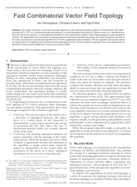 Pdf Fast Combinatorial Vector Field Topology