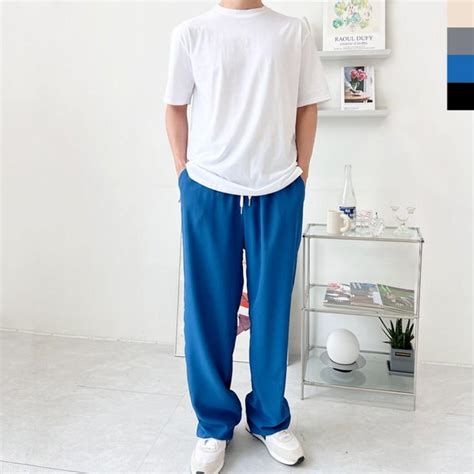 남자 찰랑 냉감 와이드 밴딩팬츠 에이블리