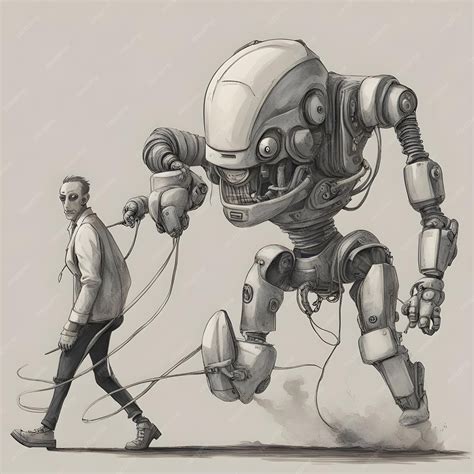 premium photo a robot is controlling human