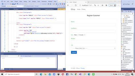หน้าจอลงทะเบียน คอร์ส Mvc Core ติดต่อ Entity Framework หนึ่งในหน้าจอ
