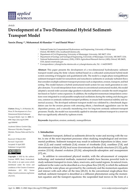 Pdf Development Of A Two Dimensional Hybrid Sediment Transport Model