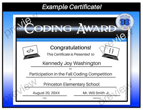 Coding Award Coding Certificates Coding Achievement Computer Science
