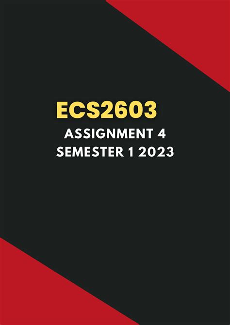 Ecs2603 Assignment 4 Semester 1 2023 Unique 822830 Due Date 25 April 2023 Studypass