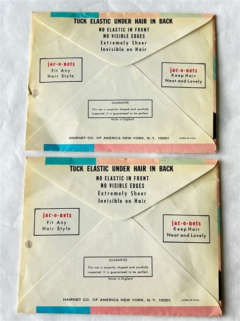 6 Vintage Jac O Net Hair Nets 2 Packs Medium Brown No… Gem