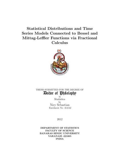 Pdf Statistical Distributions And Time Series Models Connected To Bessel And Mittag Leffler
