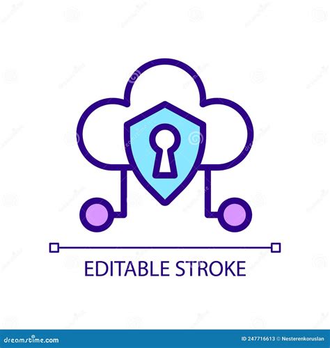 Cloud Security Pixel Perfect Rgb Color Icon Stock Vector Illustration