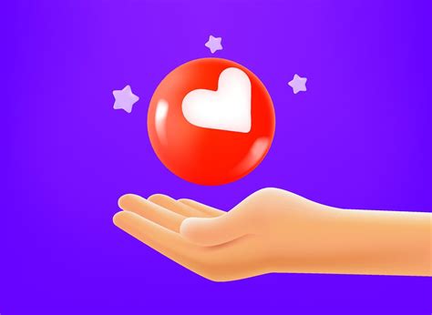 Hand With Social Media Reaction 3d Vector Mobile Application Icon With