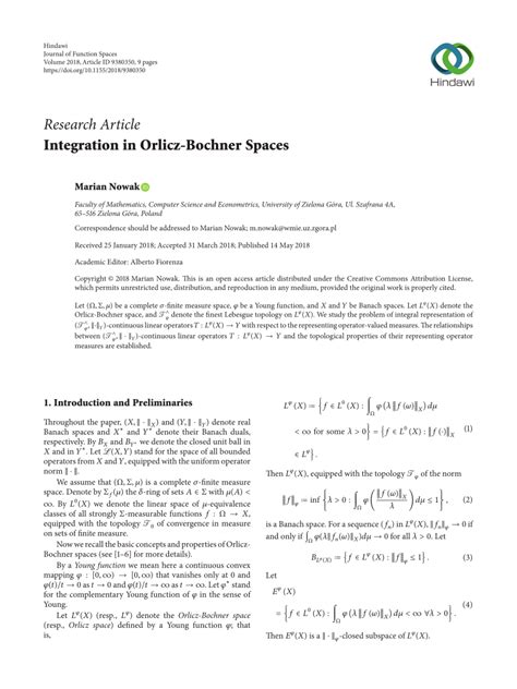 Pdf Integration In Orlicz Bochner Spaces