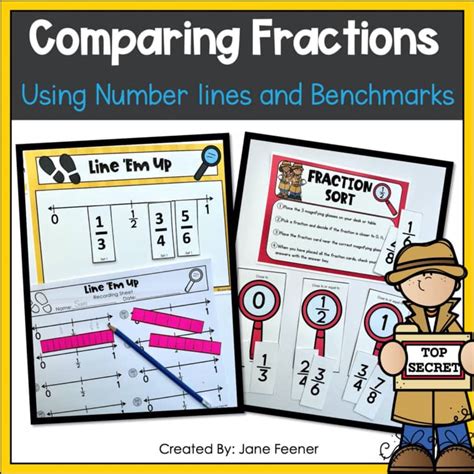 comparing fractions using number lines and benchmarks by jane feener