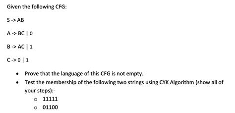 Solved Given The Following CFG S AB ABC0 BAC1 C01 Chegg Com
