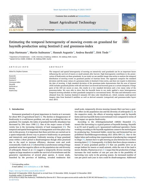 Pdf Estimating The Temporal Heterogeneity Of Mowing Events On Grassland For Haymilk Production
