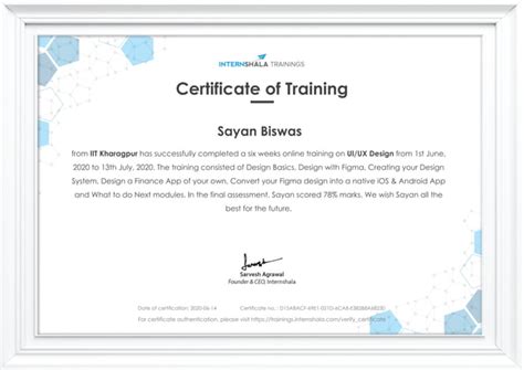Internshala Uiux Design Training Certificate Of Completion